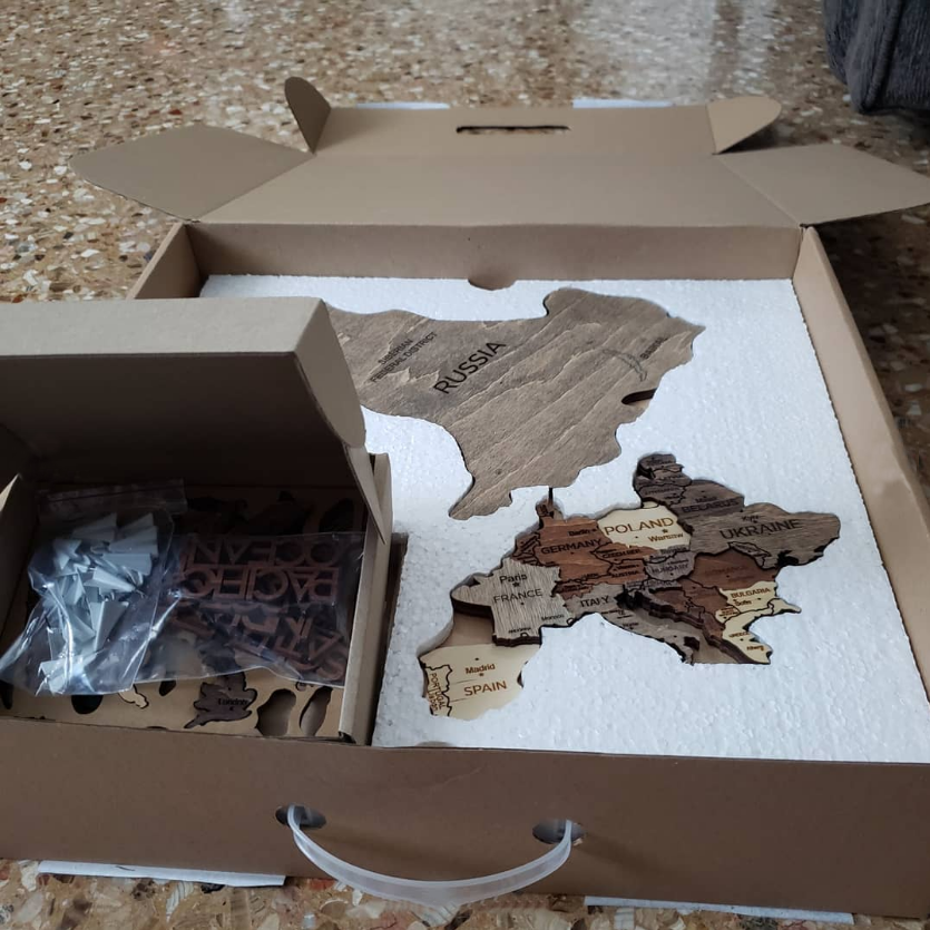 What's in the box? | Wooden World Map