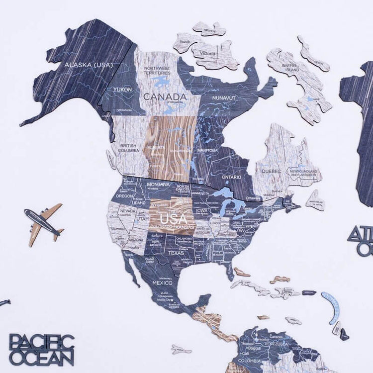 2D Wooden World Map Mystery | Wood Map for Your Home