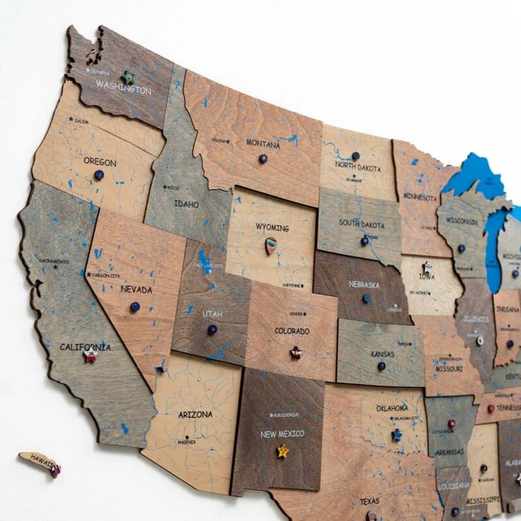 3D Wooden Map of the US Smokey | US Wall Map – Wooden World Map