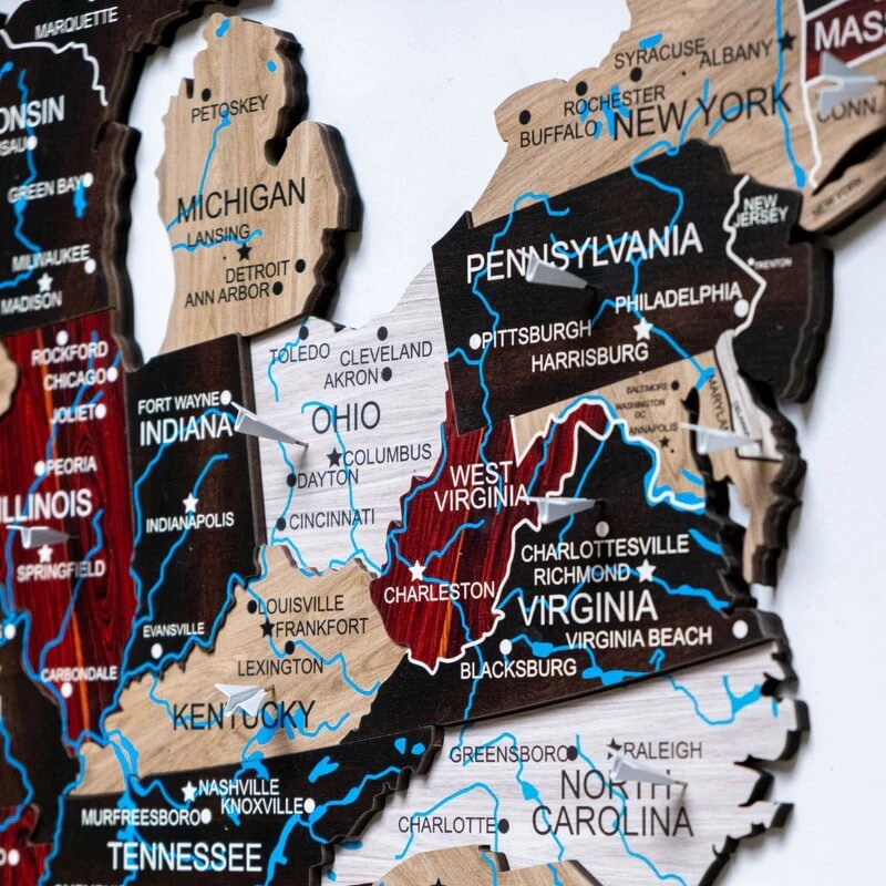 3D Wooden Map of the US Urban | US Wall Map – Wooden World Map