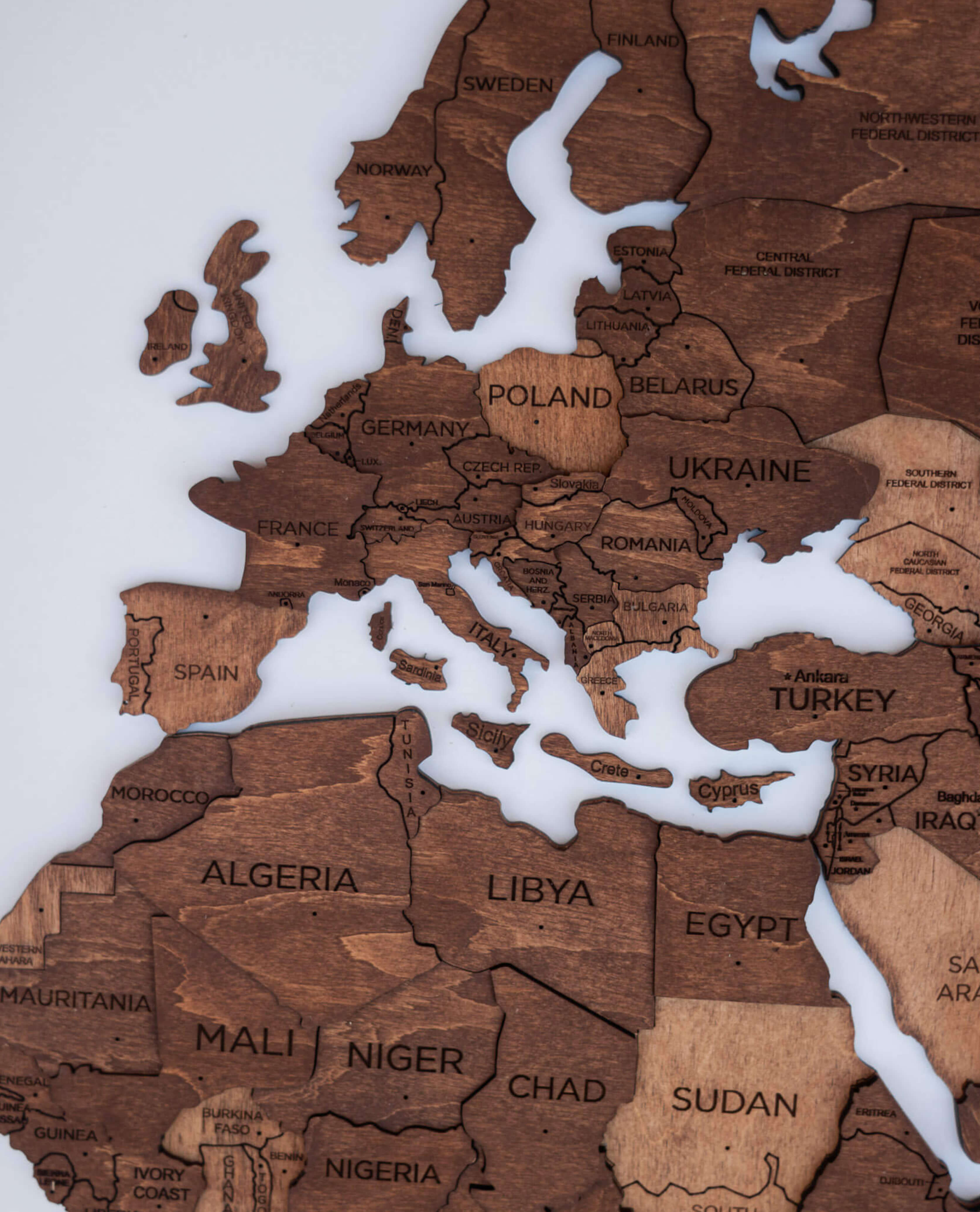 Carte du monde en bois pour votre maison | Art mural – Wooden World Map