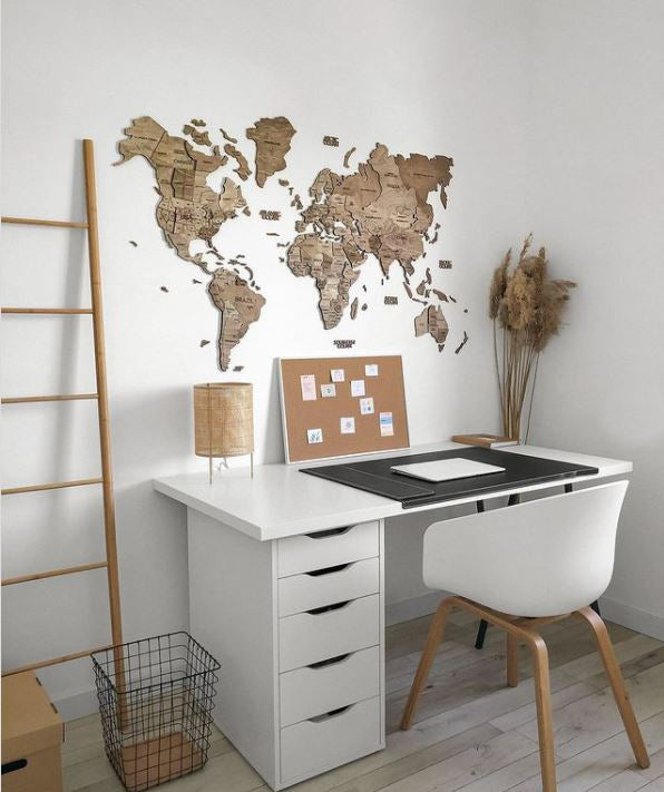 Wooden World Map in Living Rooms | Wood Map for Your Home