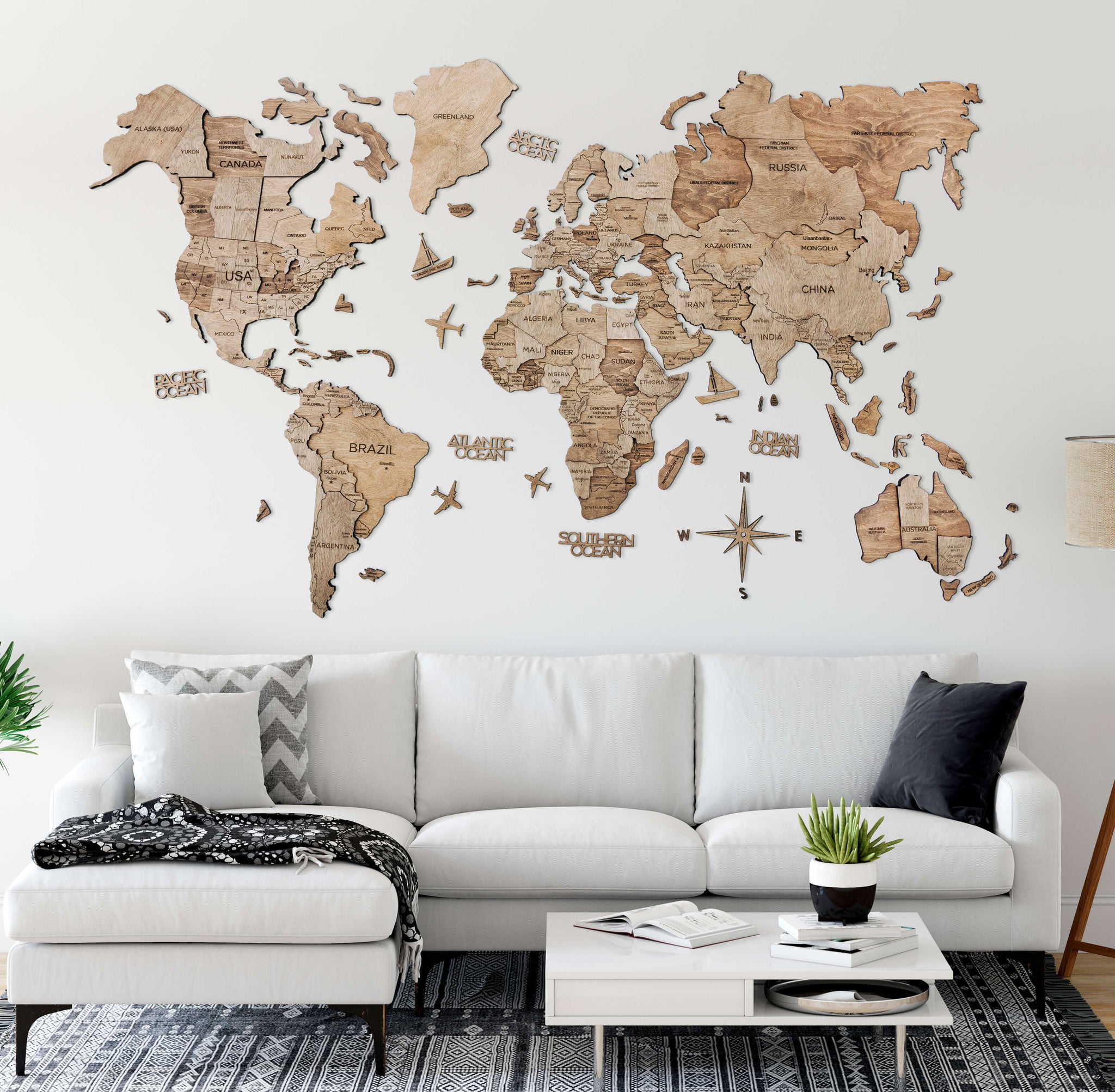 Mapamundi de madera para tu hogar | Mural – Wooden World Map