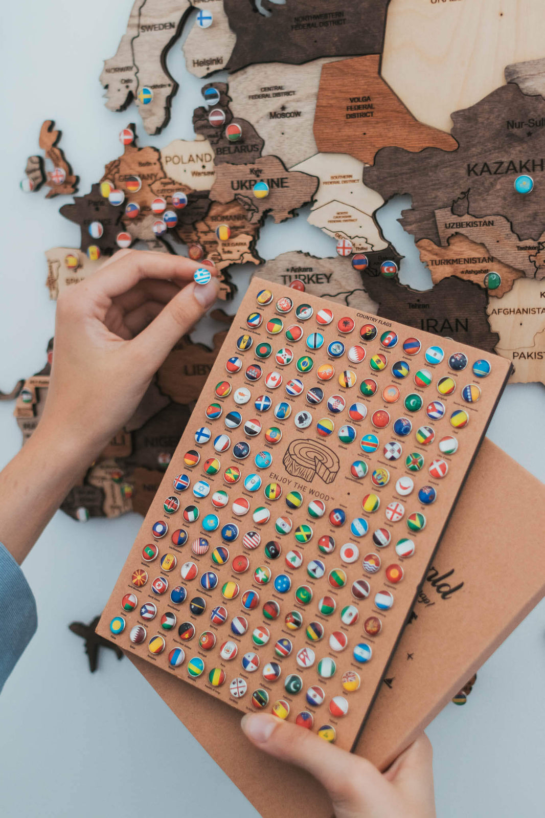 Weltkarte Holz für Ihr Zuhause | Wandkunst – Wooden World Map