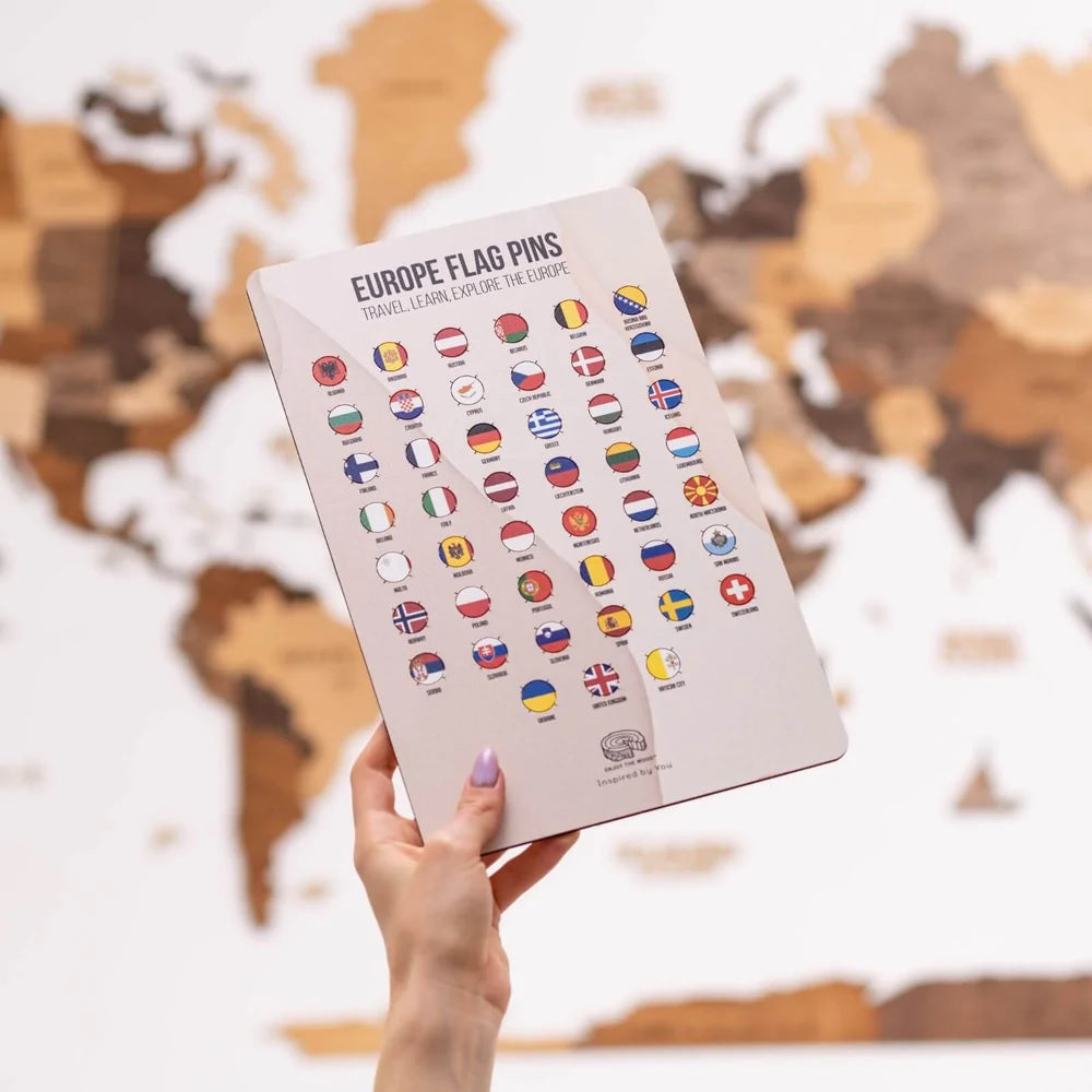 European Flag Pins for Your Wooden Map | 45 Flags – Wooden World Map